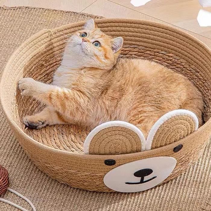 Lit Panier pour Chat - OMABETA - Rotin Tressé - Doux et Confortable ...