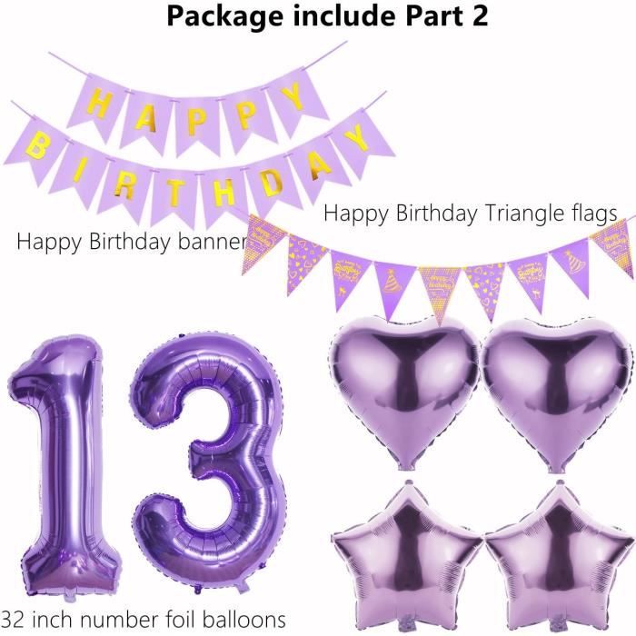 Ballons Violet 13 Anniversaire Fille, 13 Ans Arche Ballon Violet ...