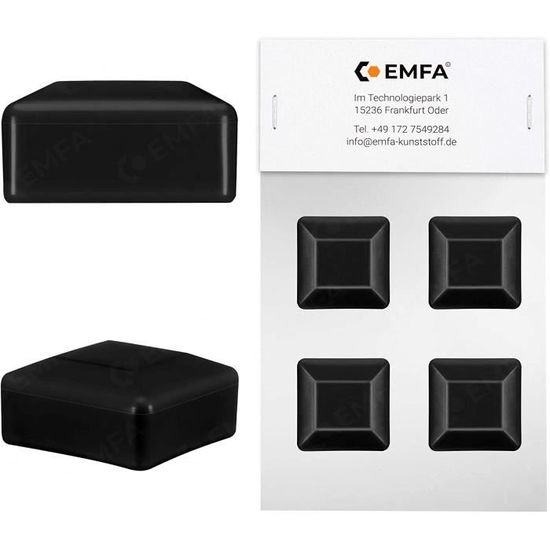 Capuchon Poteau Carré 50x50 Mm Noir 4 Pièces Chapeau Clôture Tube ...