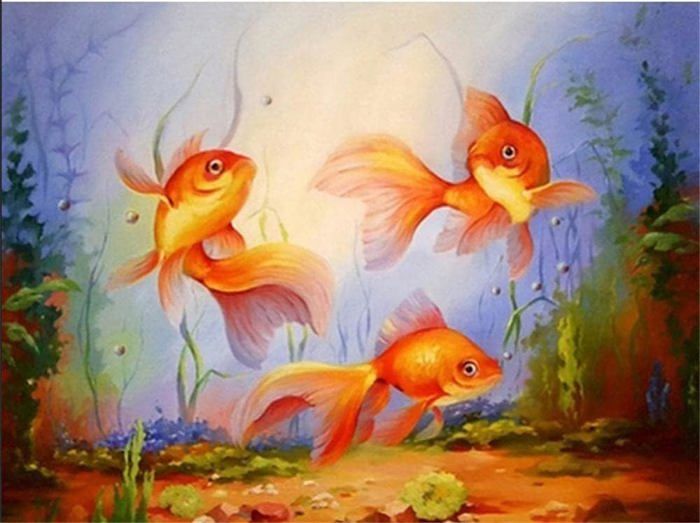 5D Diamond Painting Poisson Rouge,Adultes/Enfants Diy Peinture Diamant ...