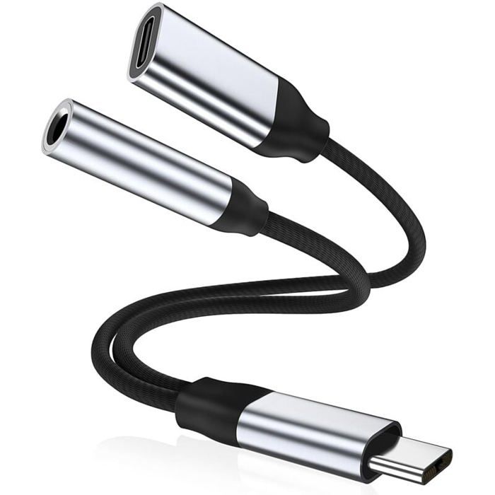 Adaptateur Casque USB C vers Jack 3.5mm, 2 en 1 Adaptateur Prise Jack ...