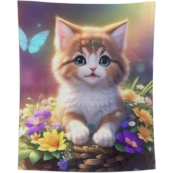Couverture Motif Cute Chat Impression 3D Couverture Légère En Polaire ...