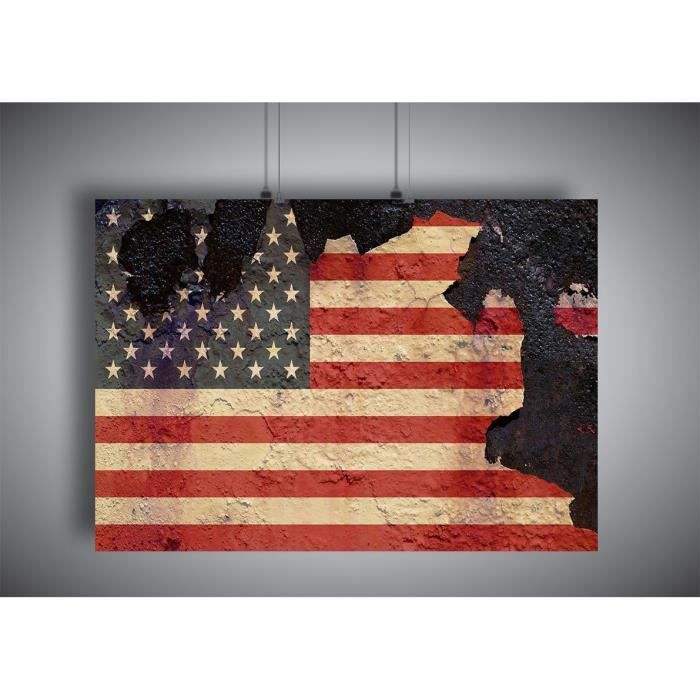 Poster Drapeau pays états unis USA effet tissu nation wall art 01 - A3 ...