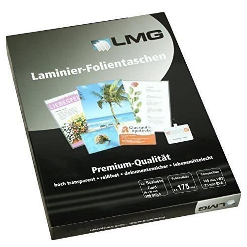 LMG bc de 175plastifier Business Card, 60x 90mm, 2x 175microns, lot de ...