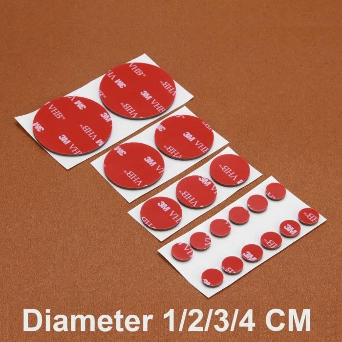 Ruban adhésif Double face rouge rond 4991 VHB, 1-2-3-4CM x épaisseur ...