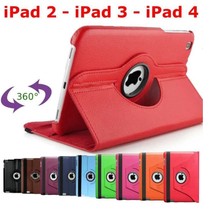 IPAD 2-3-4 Housse aspect cuir rotative 360 degrés pour iPad COVER en PU CUIR, Stand, magnétique ...