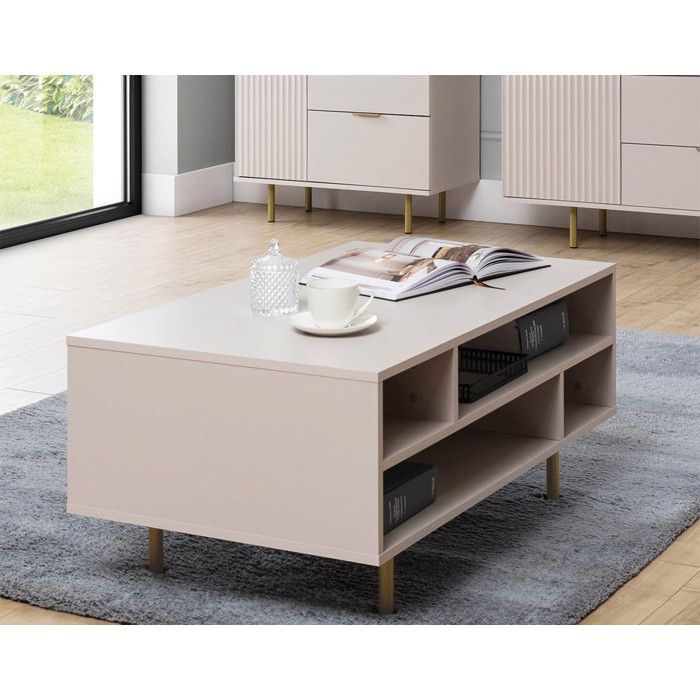 Monica - table basse - beige - 5 niches - 100 cm - Beige - Cdiscount Maison