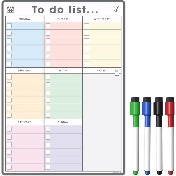 Tms A4 Magnetic To Do List & Weekly Planner - Organisez Vos Corvées ...