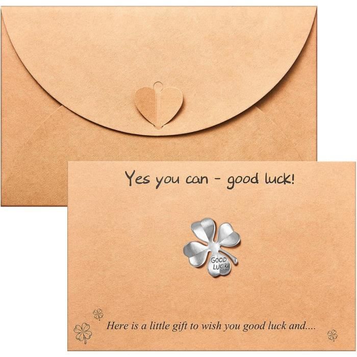 Carte De Voeux Good Luck Carte Kraft Good Luck Avec Charme Trèfle À ...