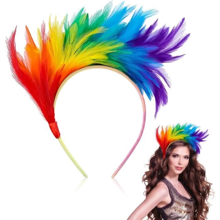 Bandeau À Plumes Colorées, Fascinateur Coiffe De Carnaval Serre-Têtes ...