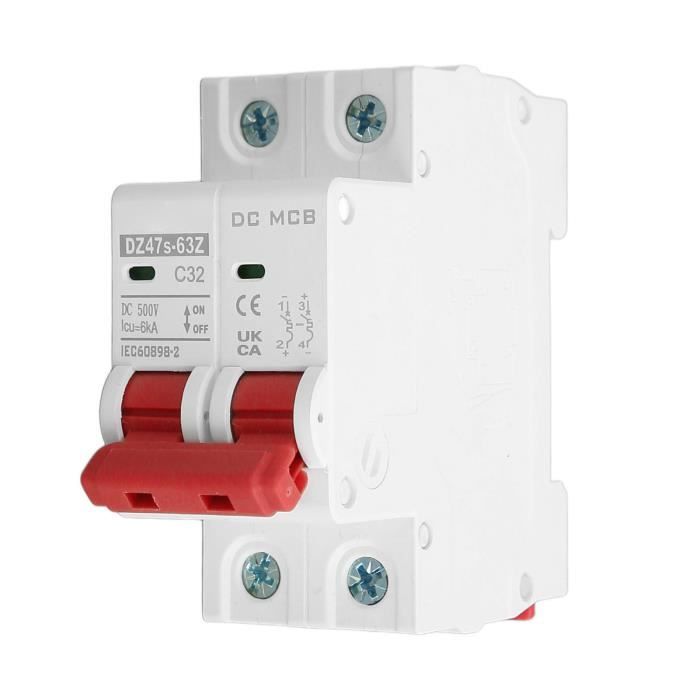 EJ.life Mini disjoncteur 2P 2P petit disjoncteur 6000A capacité de rupture montage sur Rail DIN ...