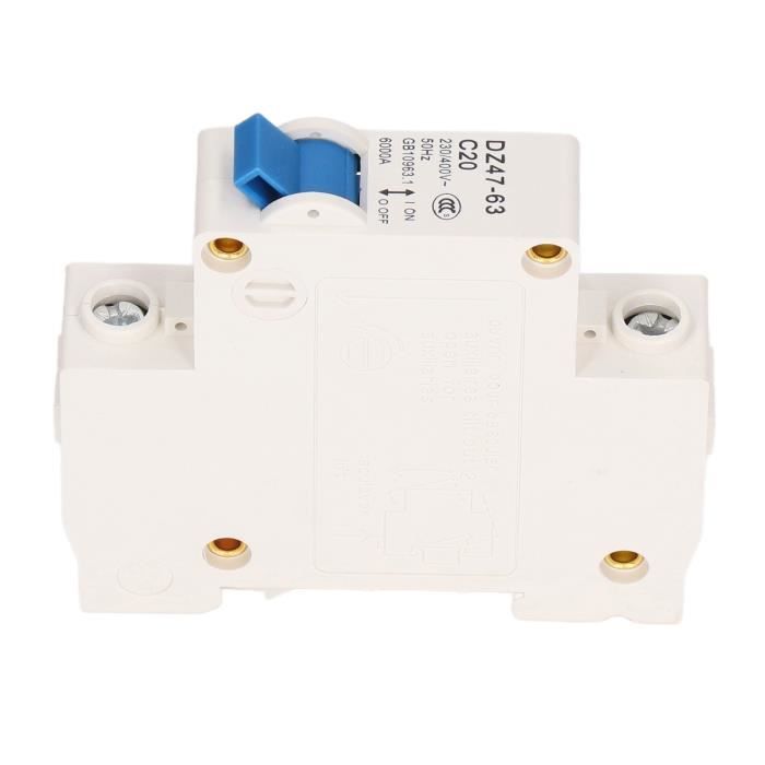 EJ.life Mini disjoncteur Disjoncteur Mini 1P MCB DIN Rail Mount 6000A Capacité de rupture 230V ...