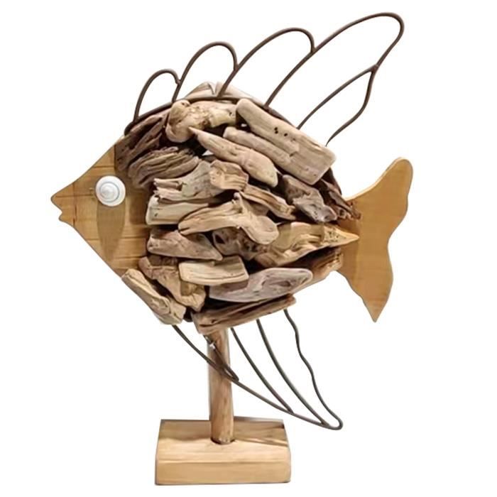 Figure décorative de poisson avec balance en bois sur pied, ornement ...