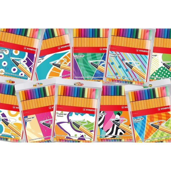 Stylo feutre - STABILO point 88 - Pochette de 15 stylos pointe fine ...
