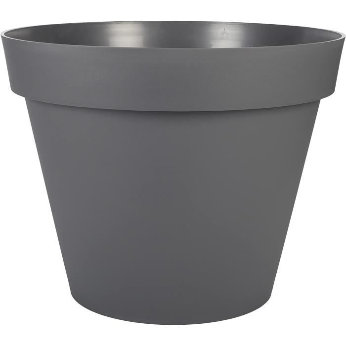 Pot De Fleur Rond Toscane Ø 60 Cm - Volume 76 L - Ø 59 X H.47 Cm - Gris ...