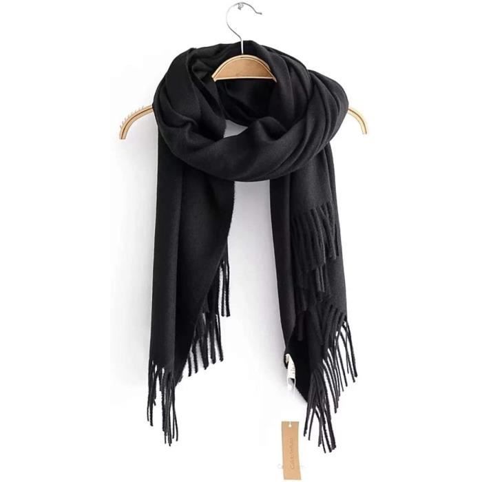 Écharpe en Cachemire Chaud épaissie à Franges De Couleur Unie Automne ...