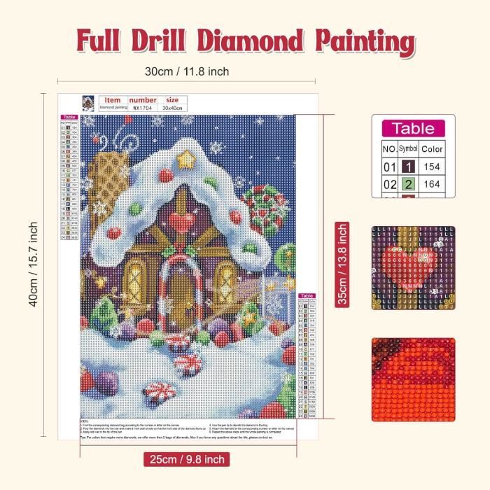 Noël Diamond Painting Kits Complet, Broderie Diamant Maison de Noël ...