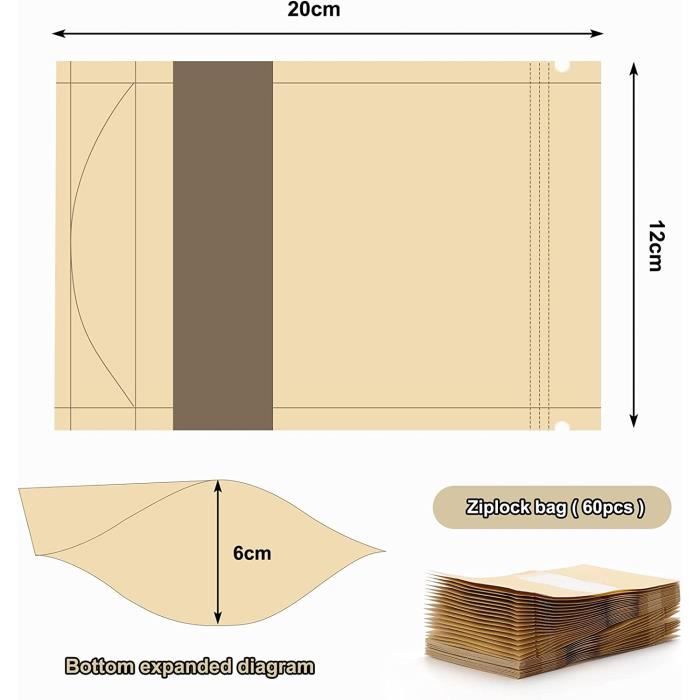 60pcs Sachet Kraft Alimentaire, Sacs alimentaires en papier kraft avec ...