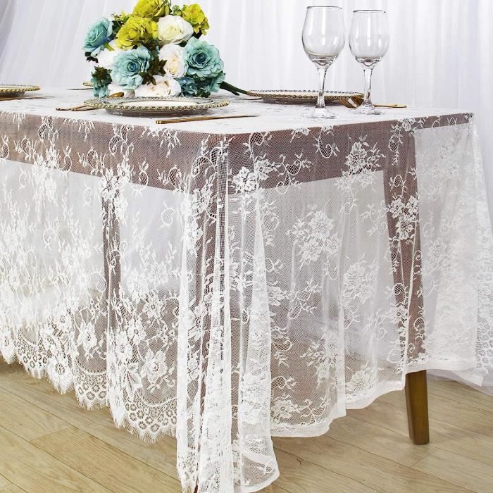 Nappe En Dentelle Nappe Florale Nappe Rectangulaire Blanche 60X120 ...