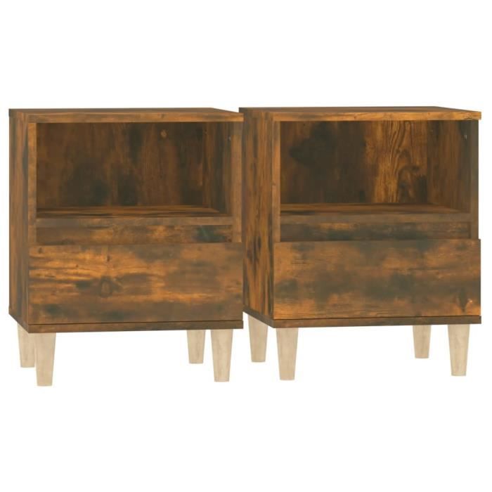 ETO- Tables de chevet 2 pcs Chêne fumé 40x35x50 cm -CIK7807121678223 ...