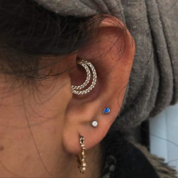 16G Piercing Daith Cartilage Earring Septum Piercings Clicker CZ Acier ...