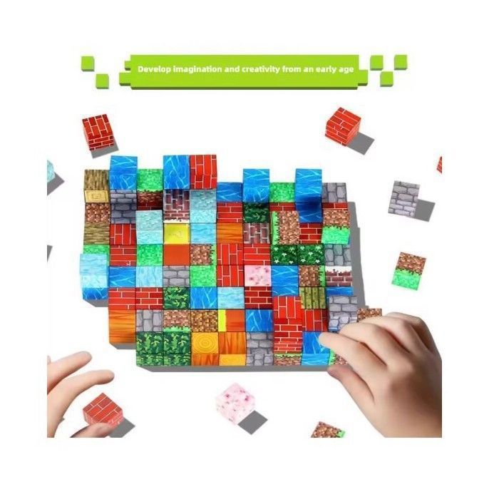 Boîte 200 cubes magnétiques mini personnages + boîte rangement – Jeu de ...