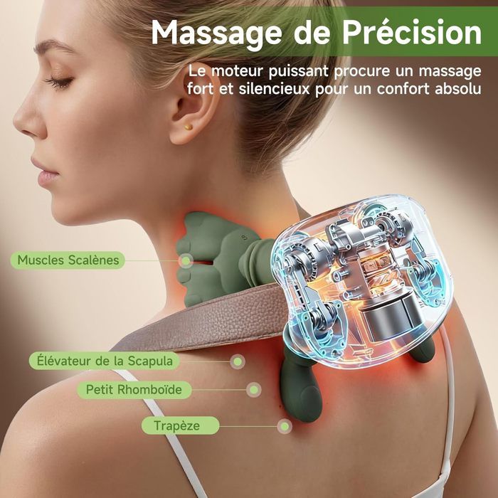 Masseur cervical - DARMOWADE - 4D - 3 niveaux - Chaleur 40/45°C - Sans ...