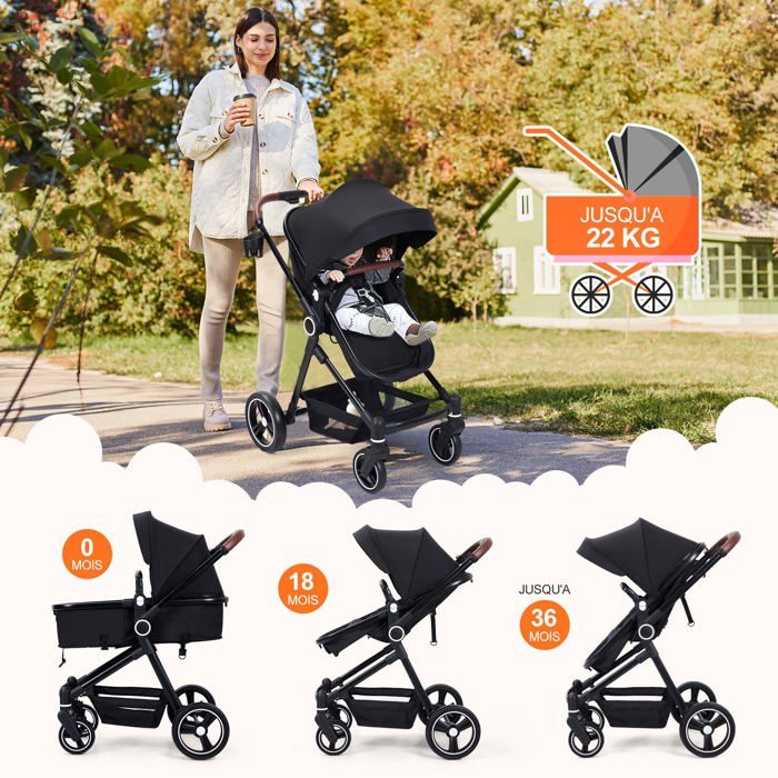 Poussette Compacte Citadine, 0-36 mois, 0-22 kg, Pack poussette, Légère ...
