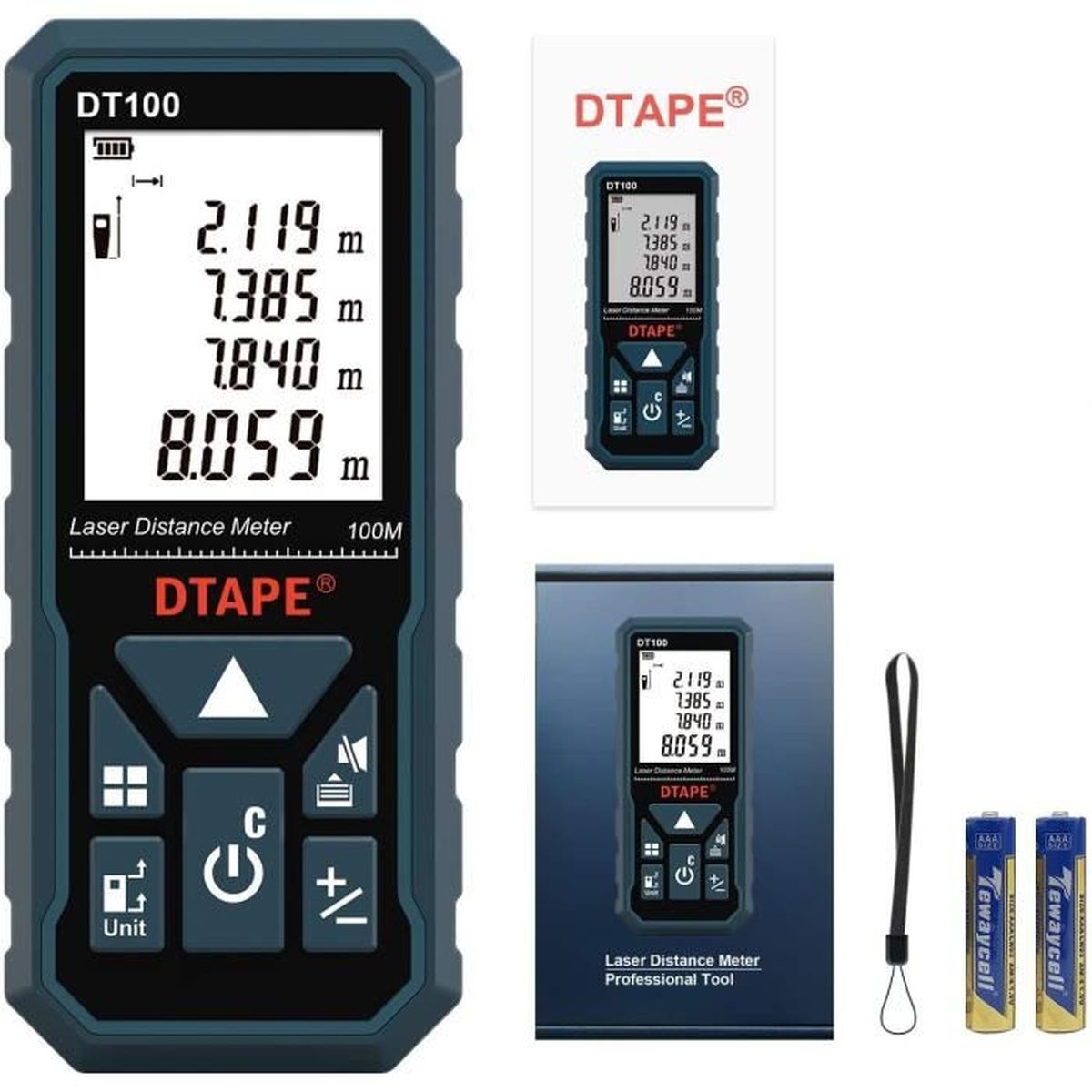 Télémètre Laser Numérique,DTAPE DT100 100m Mètre laser numérique,Mesure ...