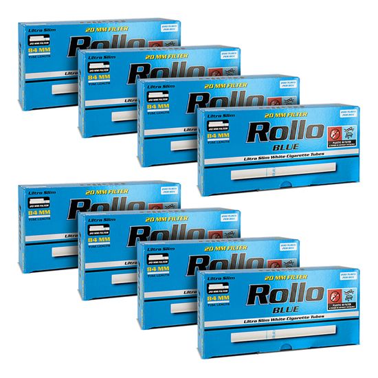 Pack de 8 Boîtes de 200 Tubes Rollo Blue Ultra Slim pour Cigarettes 84 ...