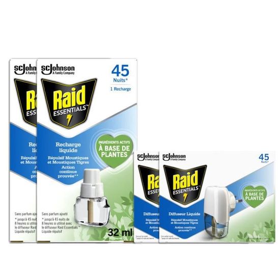 RAID ESSENTIALS 2 DIFFUSEURS ELECTRIQUES LIQUIDES ET 4 RECHARGES ...