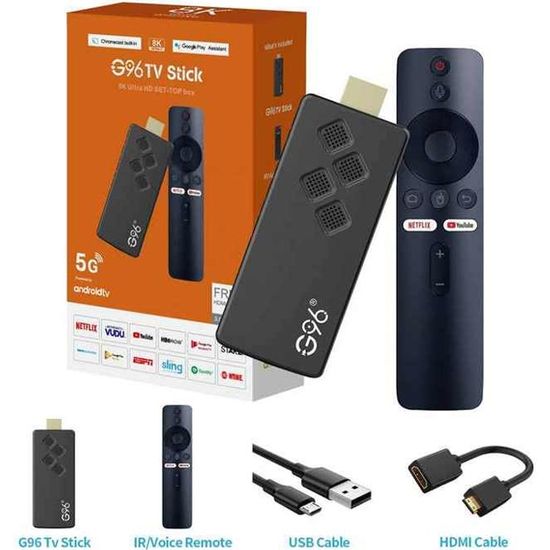 TV Stick 2G+8G TV Box 4K TV Stick Android 11.0 - 2,4 G & 5,8 G Mini TV Stick Portable et Stable ...