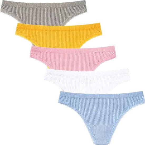 String Femme Sexy Chic sous-vêtement Nylon Côtelé Extensible Tanga ...