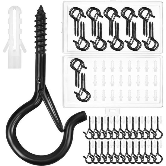 Lot De 24 Vis Crochet Avec Chevilles Crochet Plafond 53 Mm Avec Loquet ...