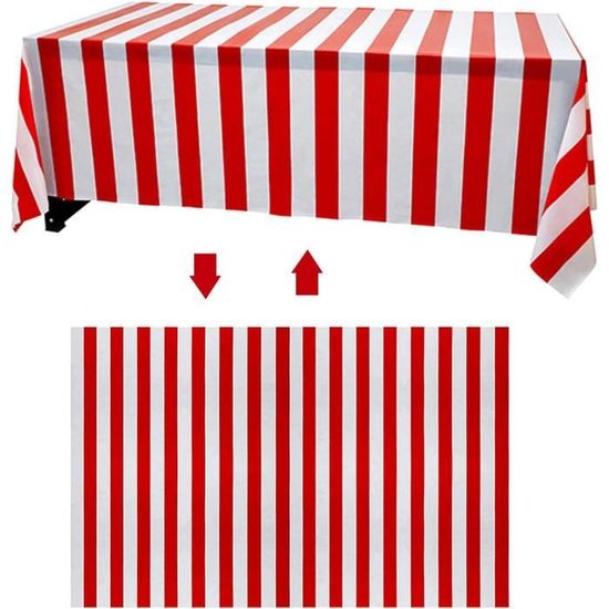 Nappe de Noël à Rayures Rouges Et Blanches, Table de Fête, Accessoires de Décoration, pour Table ...