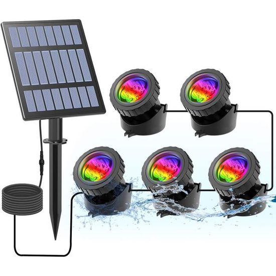 Lampes Solaires De Bassin Projecteurs Led Submersibles Rgb Lampe Solaire Sous-Marines Éclairage ...