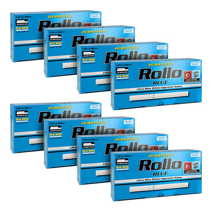 Pack de 8 Boîtes de 200 Tubes Rollo Blue Ultra Slim pour Cigarettes 84 ...
