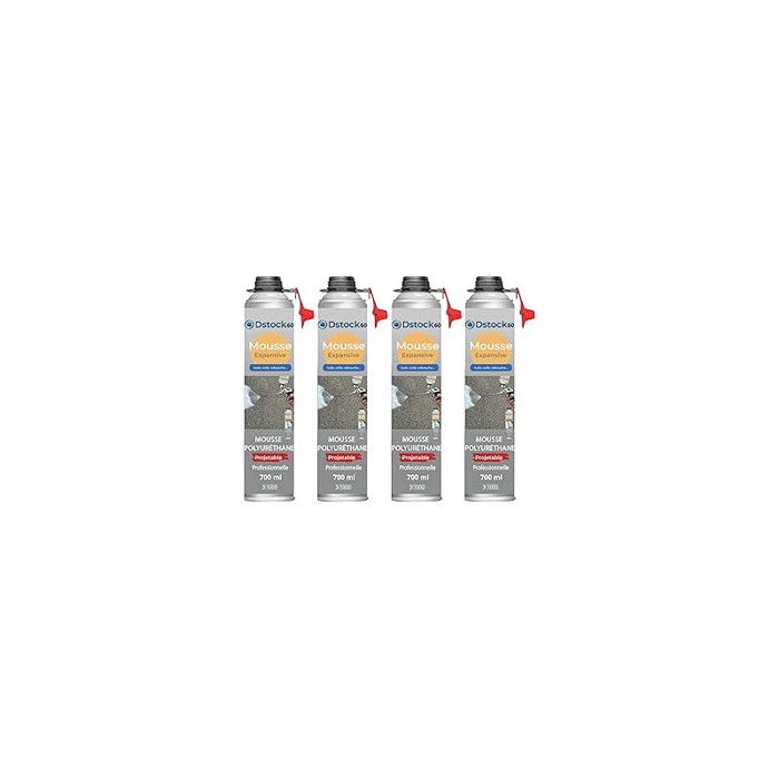 DSTOCK60 – Lot de 4 - mousse expansive polyuréthane projetable – 700 ml ...