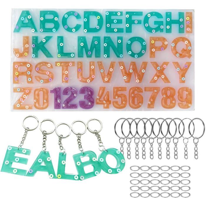 Moule lettre resine epoxy de A à Z,0-9,moule silicone alphabet pour ...