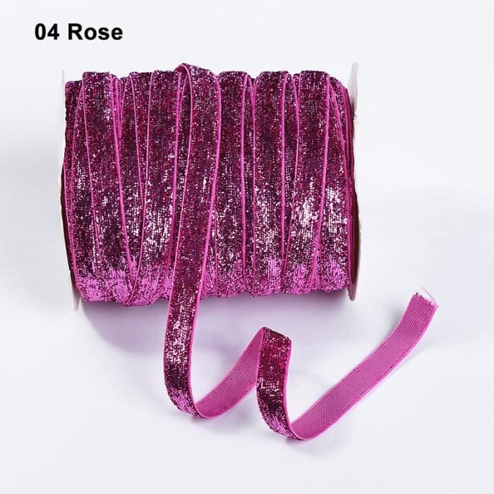 04 rose-Ruban Multicolore en Velours Scintillant de 10 Mètres et 10mm ...