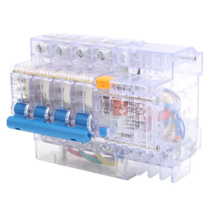 Disjoncteur De Fuite Dz47Le-63 4P 6 ~ 63A Disjoncteur Miniature Transparent Haute Température ...