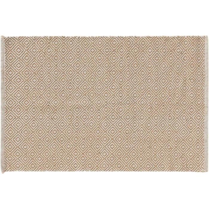 , Tapis Rectangle (60 X 90 Cm) Livio Blanc, Jute Finition Coton[n2450 ...