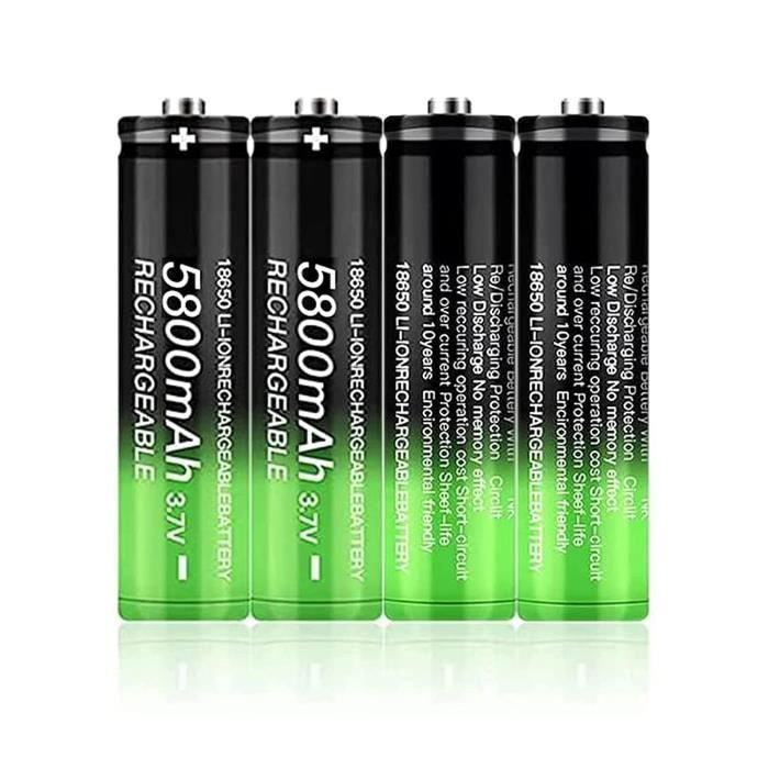 18650 Piles Rechargeables 3.7V 18650 Batterie Piles 5800mAh Lithium Li ...