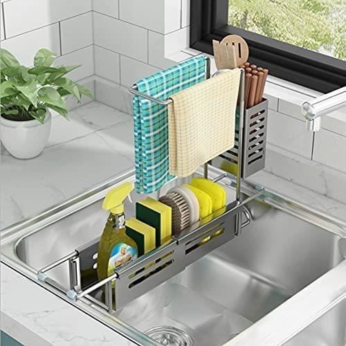 Porte-évier Télescopique, Rack Avec Support De Couverts En Acier ...