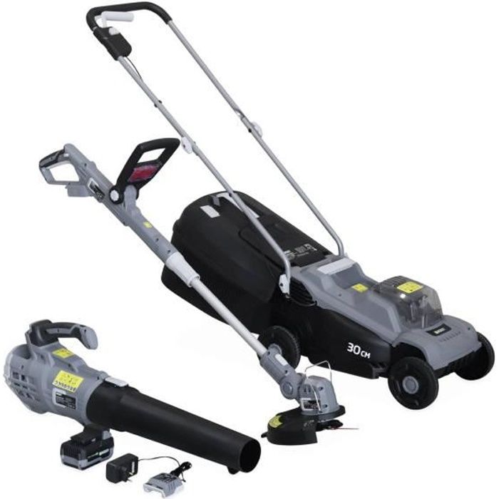 VOLTR - Tondeuse à gazon sans fil 30cm + débrousailleuse sans fil Ø25cm ...