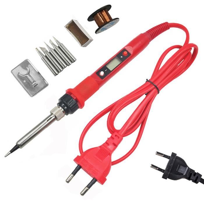 Poste à souder - Kit de fer à souder à affichage numérique - Rouge - Température réglable 80W ...
