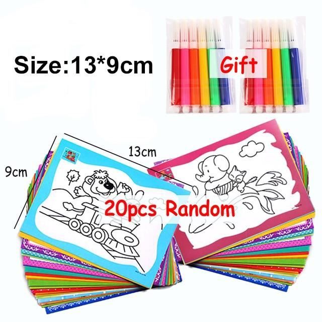 20 cards 2 pens -Cartes à colorier double face,jouets éducatifs de ...