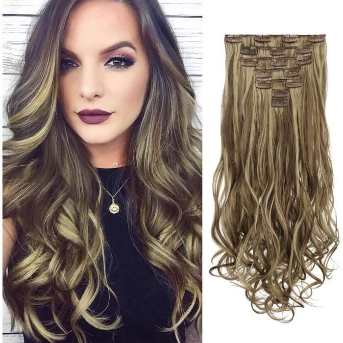 Extension A Clip Cheveux Naturel, 50 Cm Extension Cheveux Bouclés 7 Pcs ...