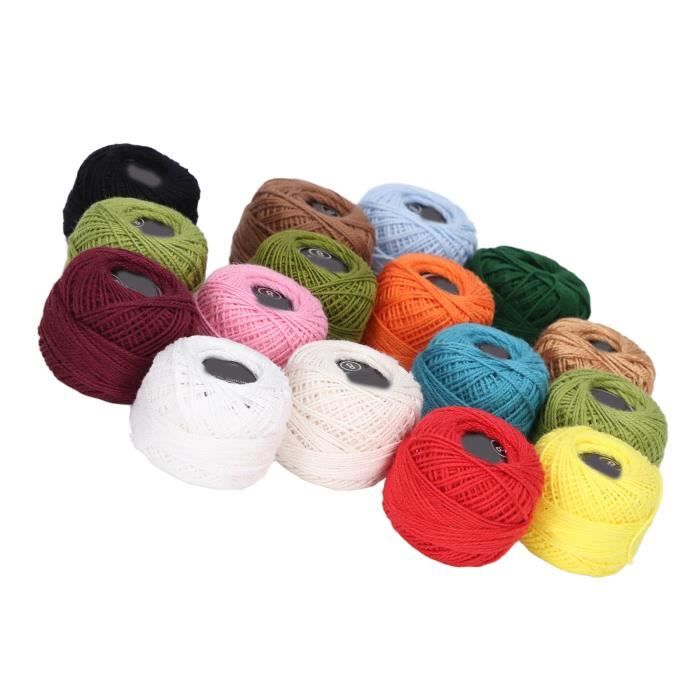 Fdit fil au crochet 16Pcs Crochet Fil Robuste Durable Riche Couleur ...