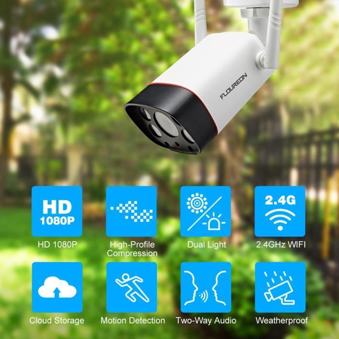 FLOUREON IP Caméra de Surveillance Sans Fil WiFi 1080P IR Vision ...